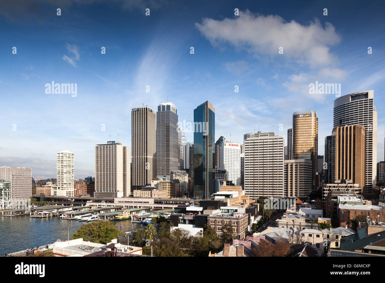 View of the Sydney skyline, from the historic Rocks precinct Stock ...