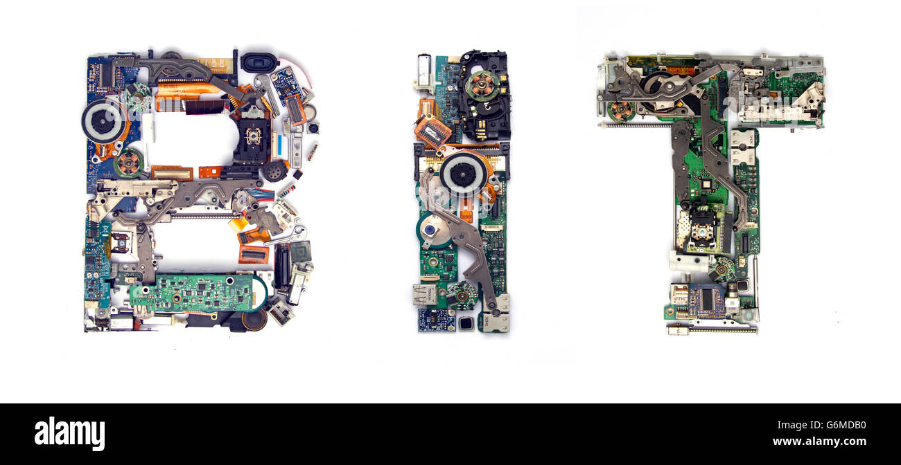 The word BIT made with letters that are made of computer parts Stock ...
