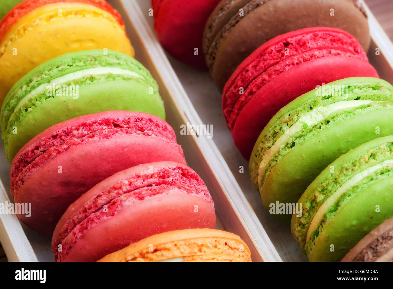 Traditional french colorful macarons in a box, closeup Stock Photo - Alamy