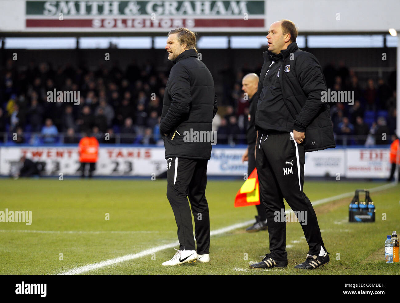 Coventry City's manager Steven Pressley and Neil MacFarlane Stock Photo ...