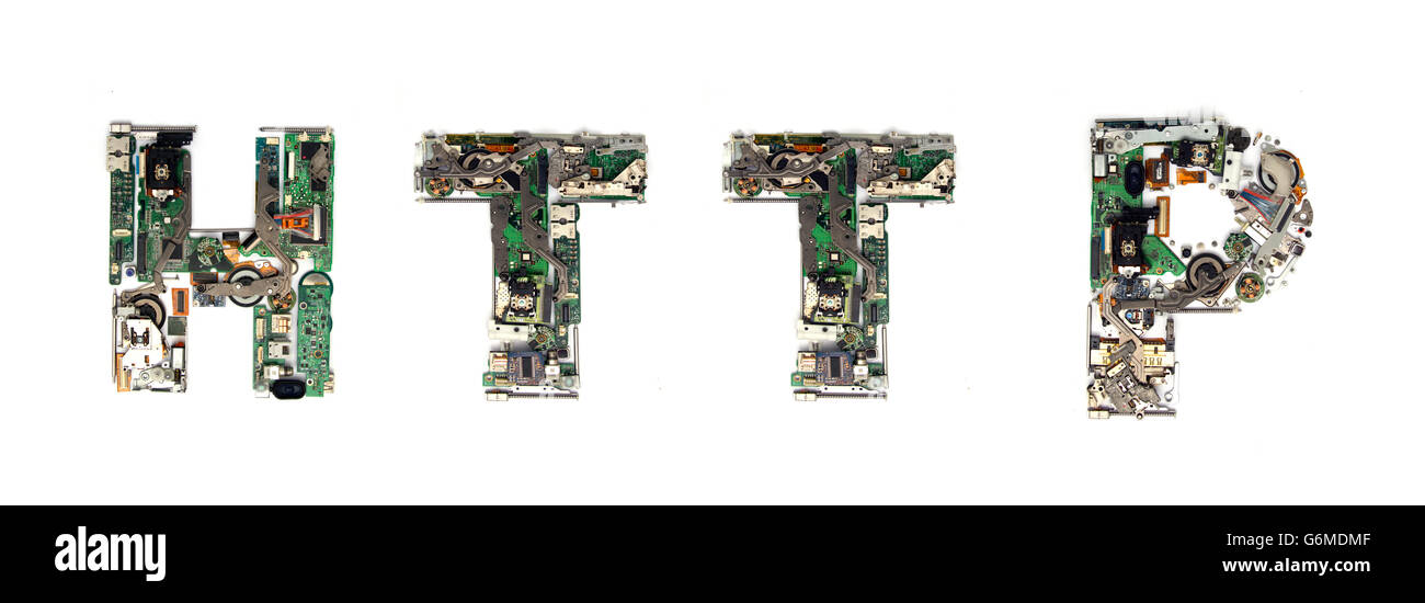 The word HTTP made with letters that are made of computer parts Stock ...