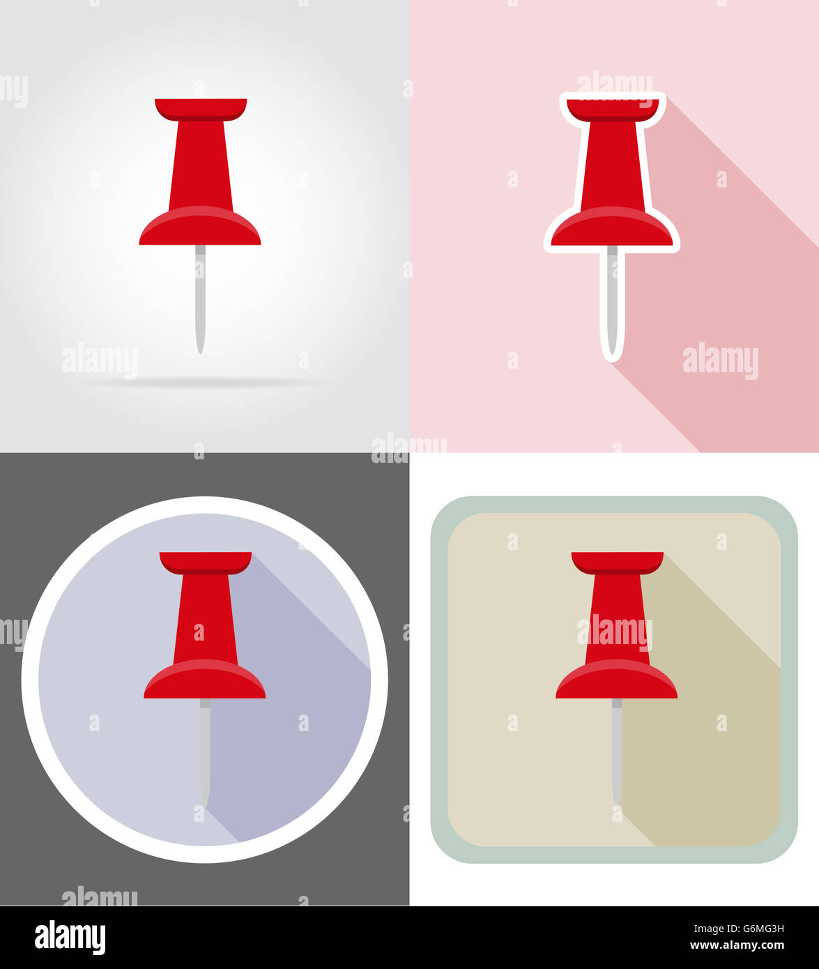 pin stationery equipment set flat icons illustration isolated on white ...