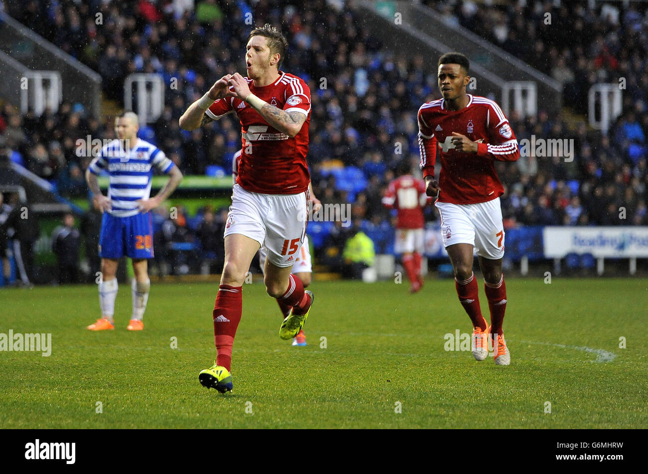 Nottingham Forest's Greg Halford (left) celebrates scoring his side's ...