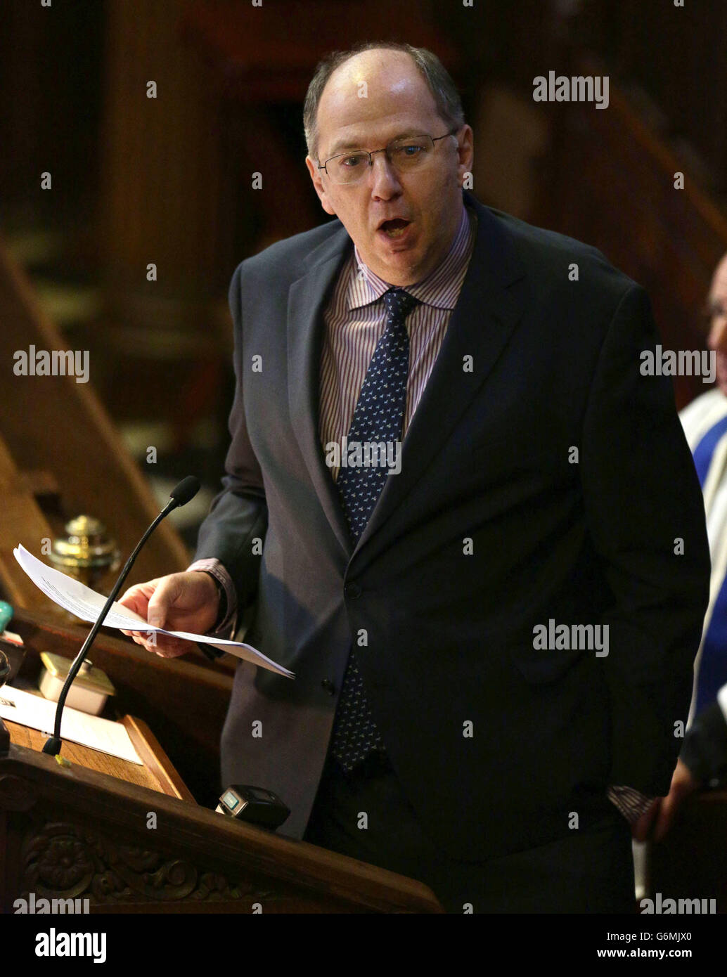 Ronnie's friend Chris Pickard speaking, during the funeral service of ...