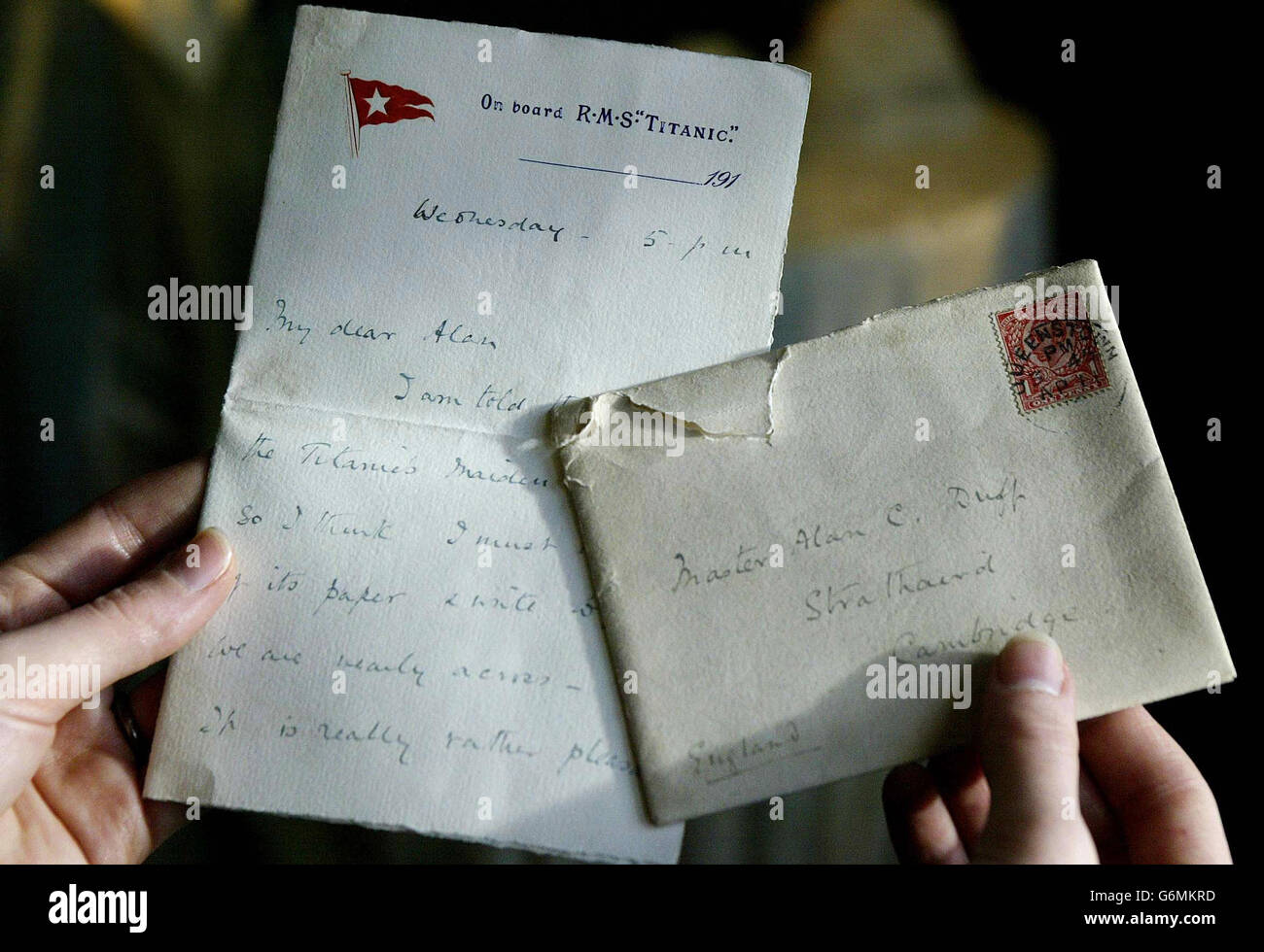 Titanic Letter Auction Stock Photo - Alamy