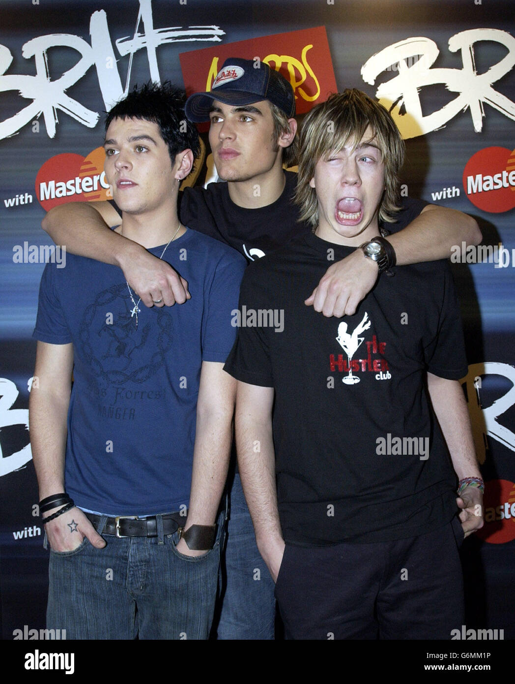 Busted arrive for the BRIT Awards 2004 Nominations launch, held at the ...