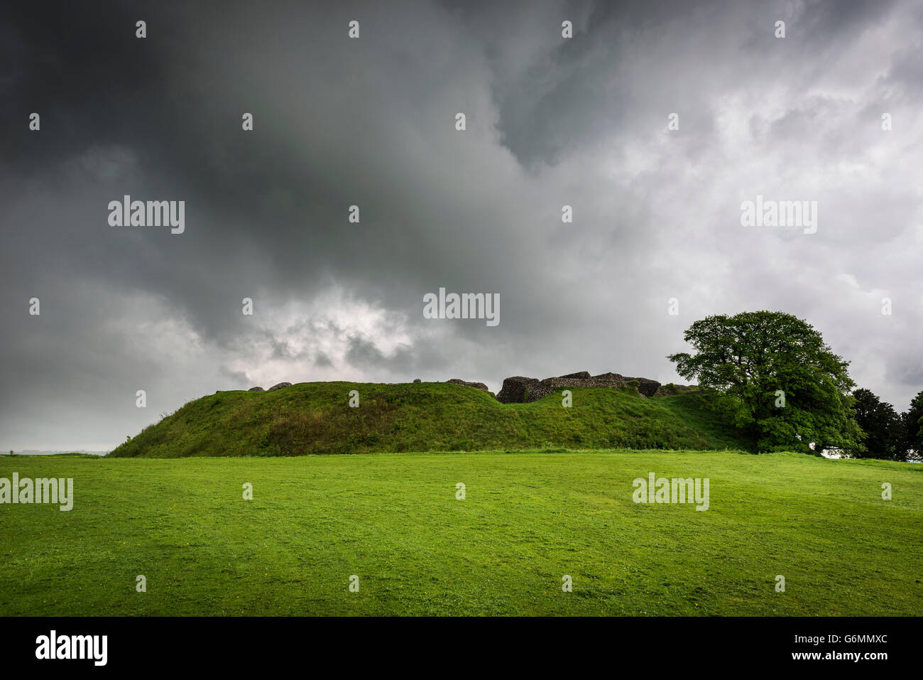 The ruins of the Norman Castle at the centre of Old Sarum Iron Age hill ...