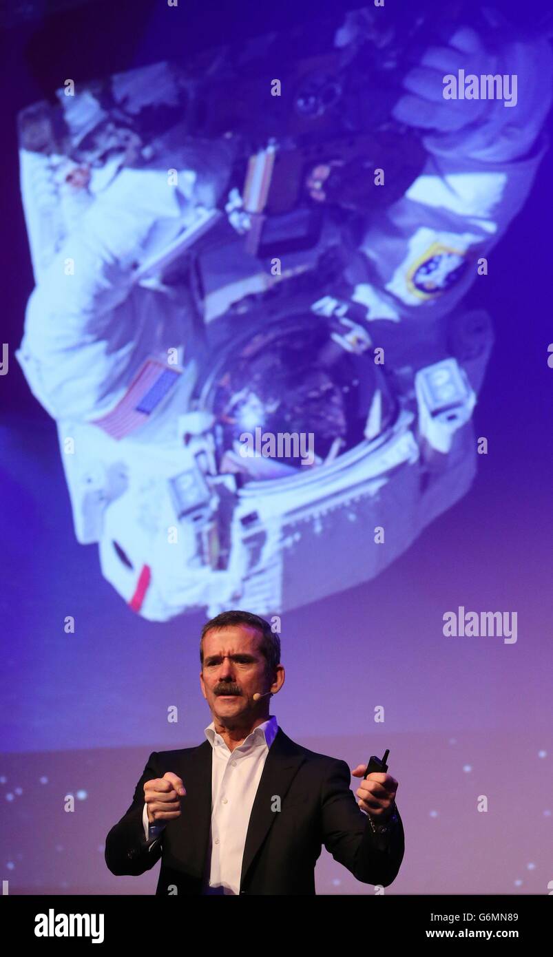 Astronaut commander Chris Hadfield makes a keynote address at the Laya ...