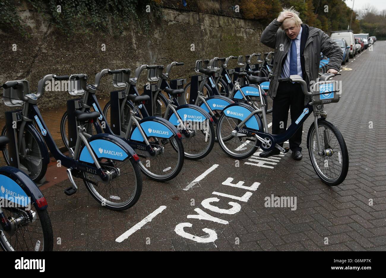 Mayor of London Boris Johnson at Wandsworth Bridge at the launch of the ...