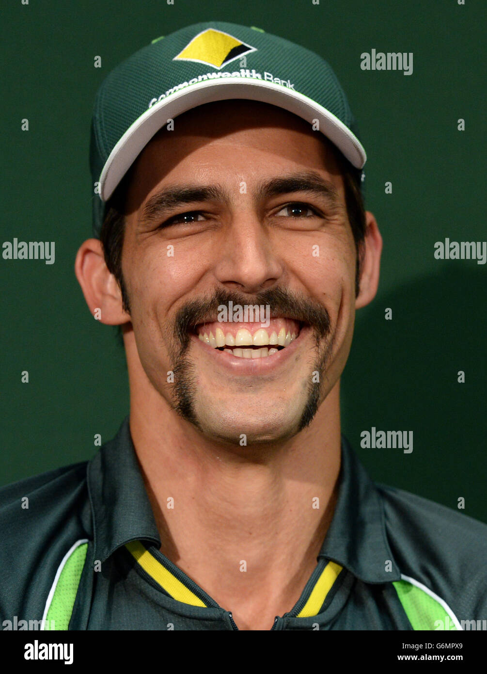 Australia's Mitchell Johnson speaks during a press conference at the ...