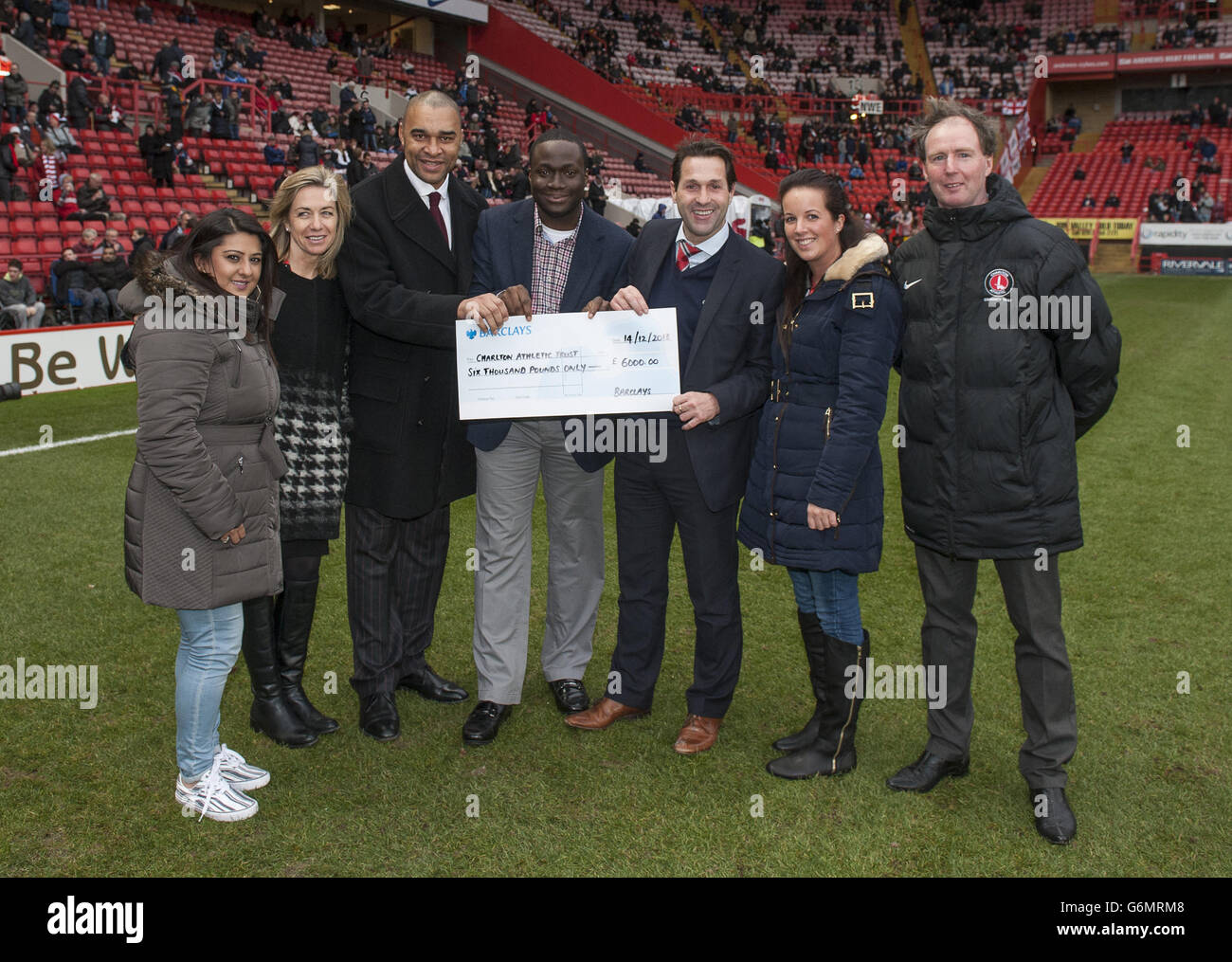 A cheque presenation is made prior to the Sky Bet Championship match at ...