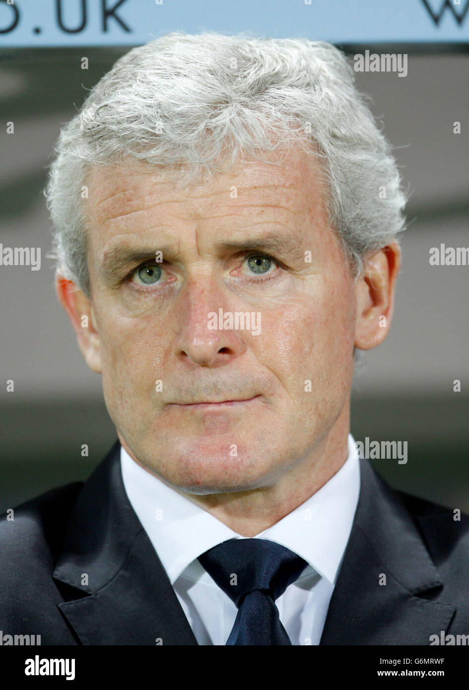 Stoke City manager Mark Hughes during the Barclays Premier League match ...