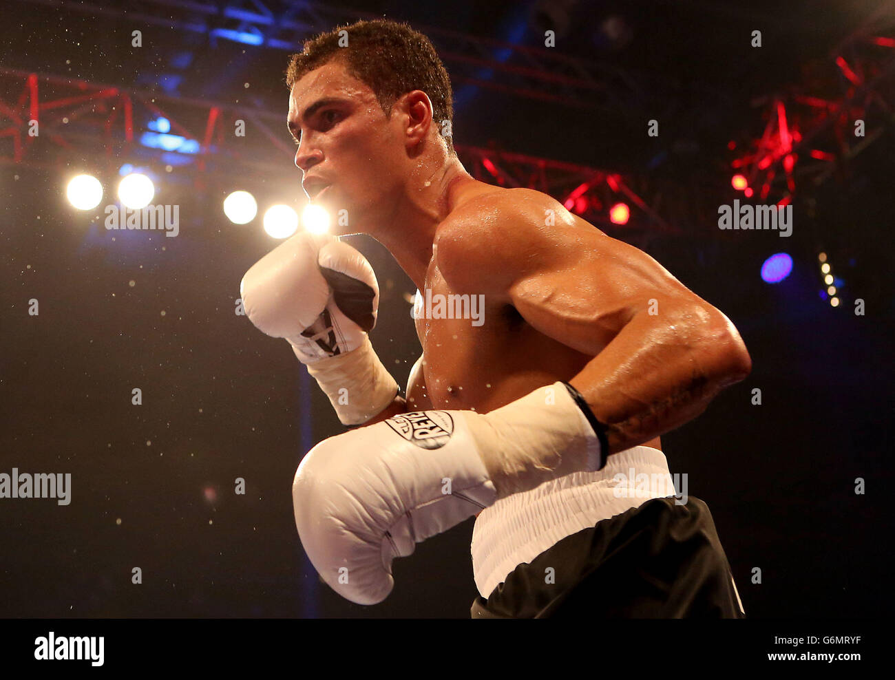 Anthony Ogogo in action against Dan Blackwell in their Middleweight ...