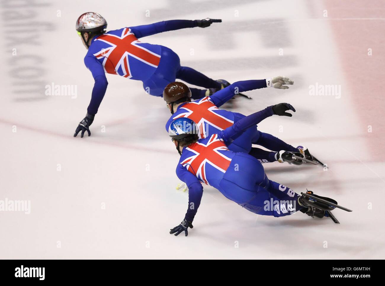 Great Britain's Jon Eley, Richard Shoebridge and Jack Whelbourne during a practice session at ...