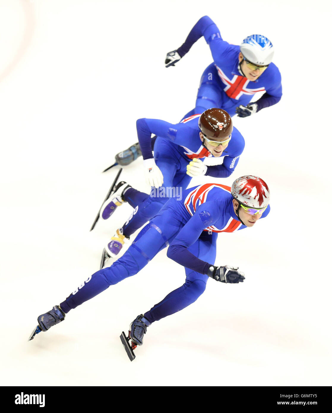 Great Britain's Jon Eley, Richard Shoebridge and Jack Whelbourne during a practice session at ...