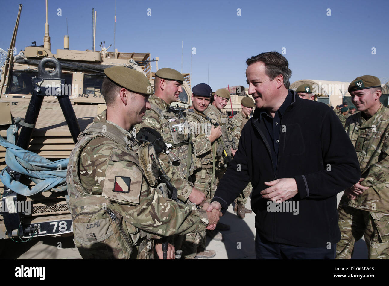 Prime Minister David Cameron, talks with British soldiers at Camp ...