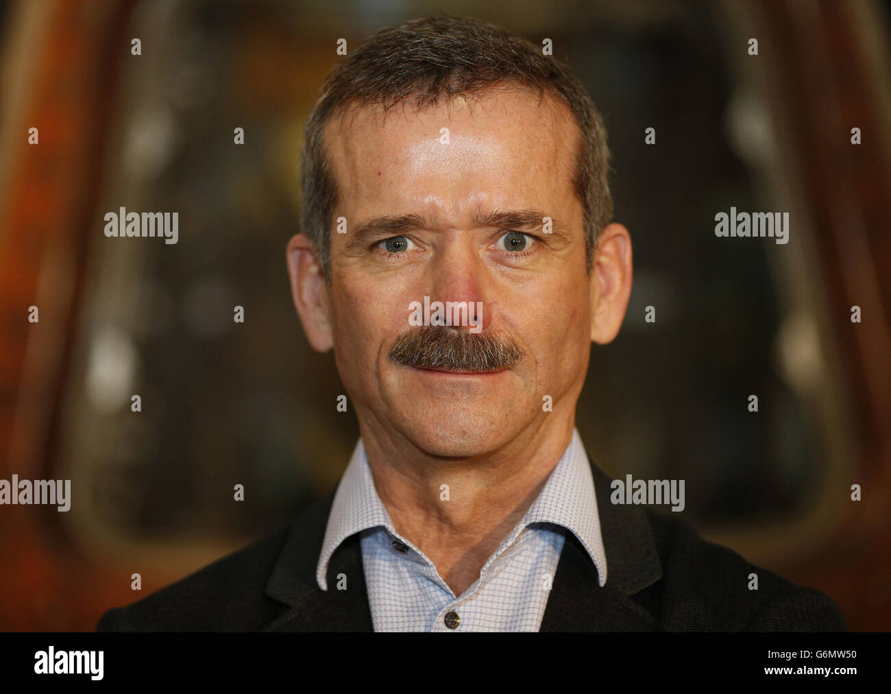 Astronaut Chris Hadfield attends a photo call in front of the Apollo 10 ...