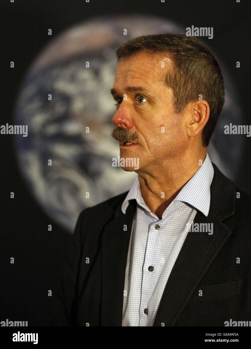 Astronaut Chris Hadfield attends a photo call in front of the Apollo 10 ...