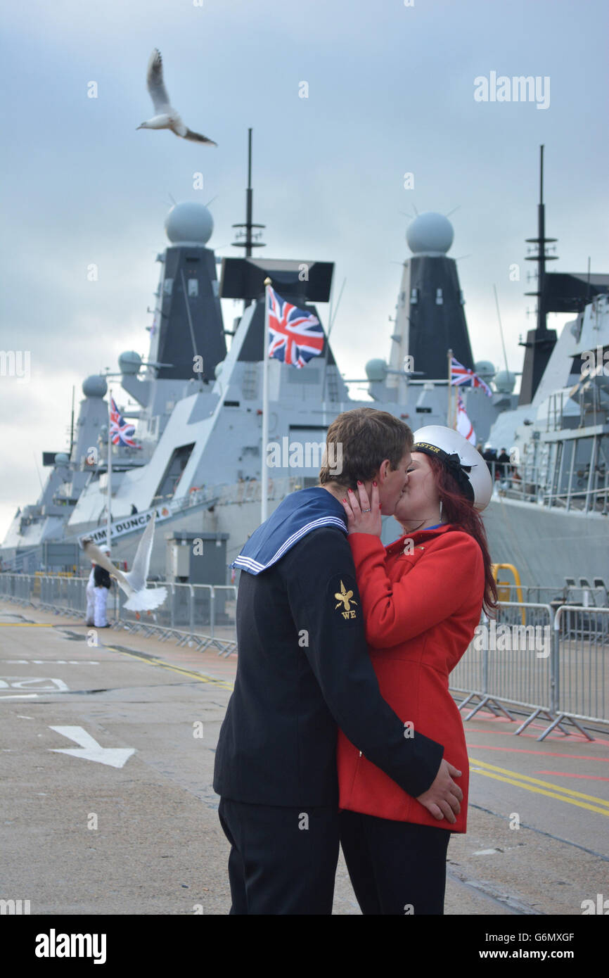 HMS Lancaster homecoming Stock Photo - Alamy