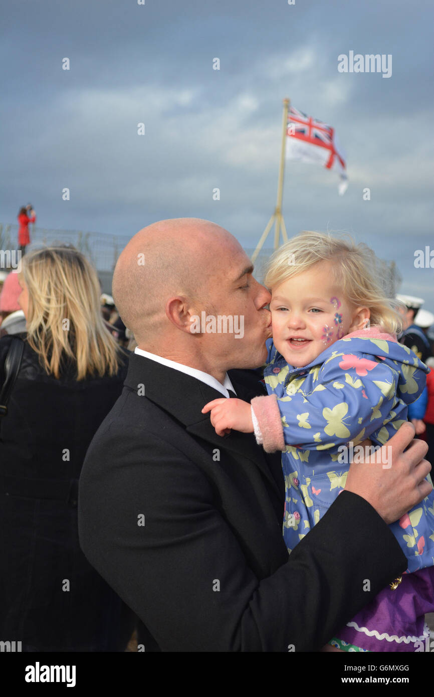 Petty Officer Kevin Messom, 32, from Wadeford, Somerset, gives his ...
