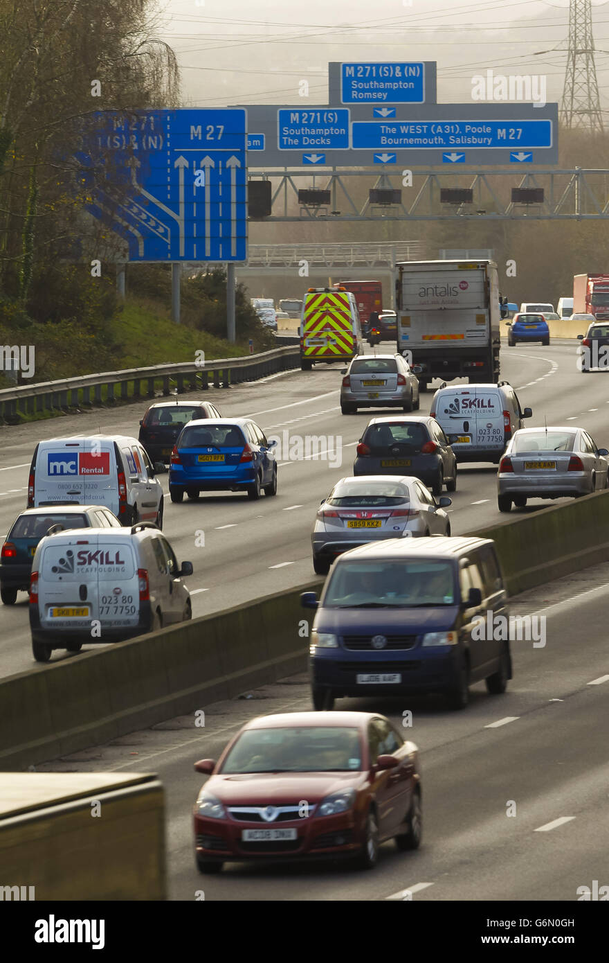Traffic on the M27 motorway near Southampton as the expected Christmas ...