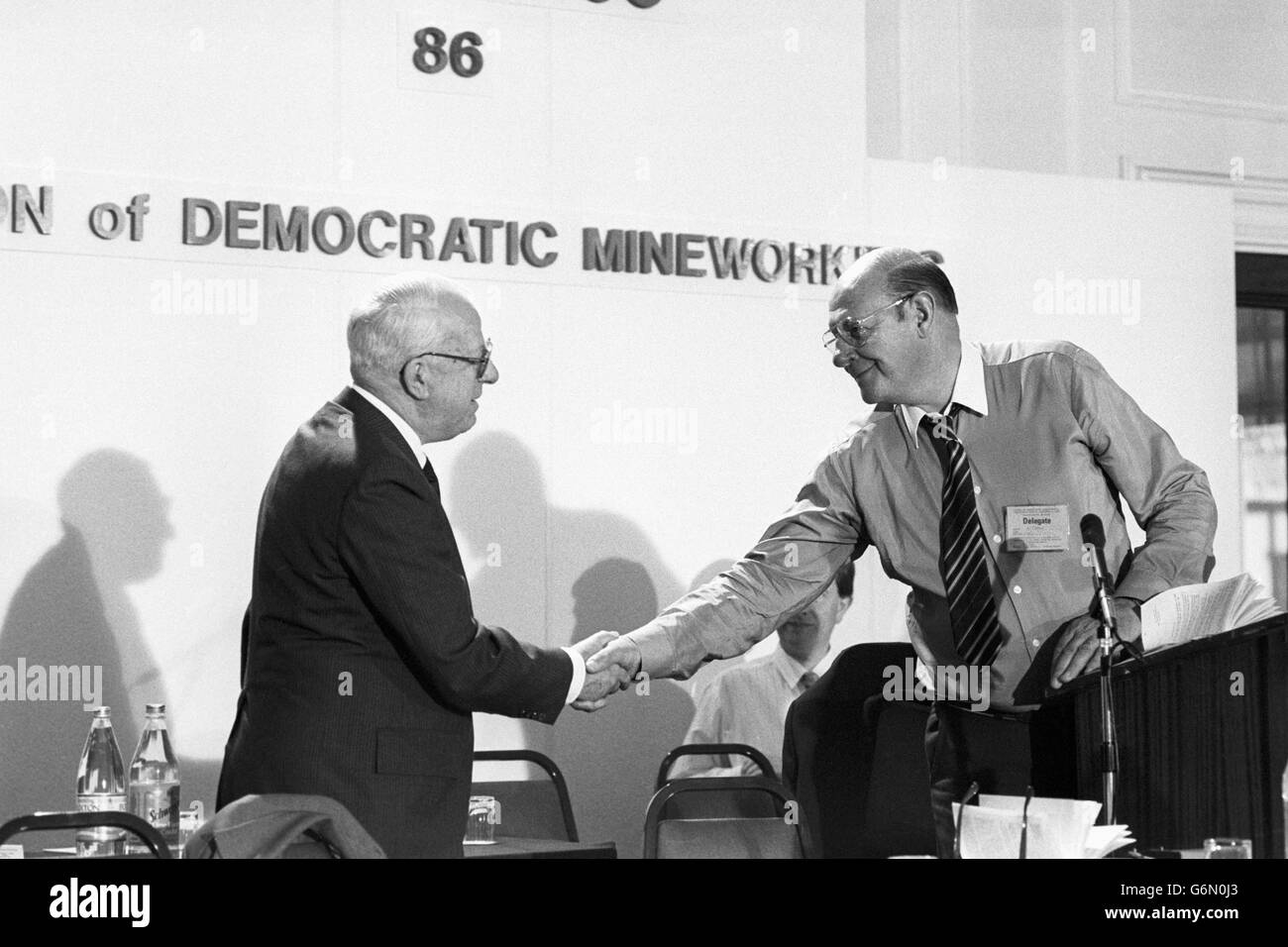 British Coal Chairman Sir Ian MacGregor is welcomed to the breakaway ...