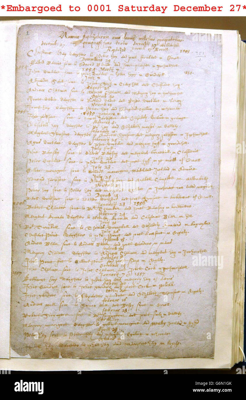 The fragile document being held at the General Record Office for ...