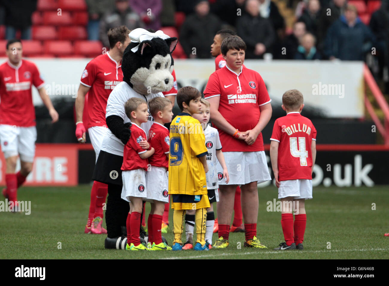 Charlton Athletic mascots on the pitch before the match Stock Photo - Alamy