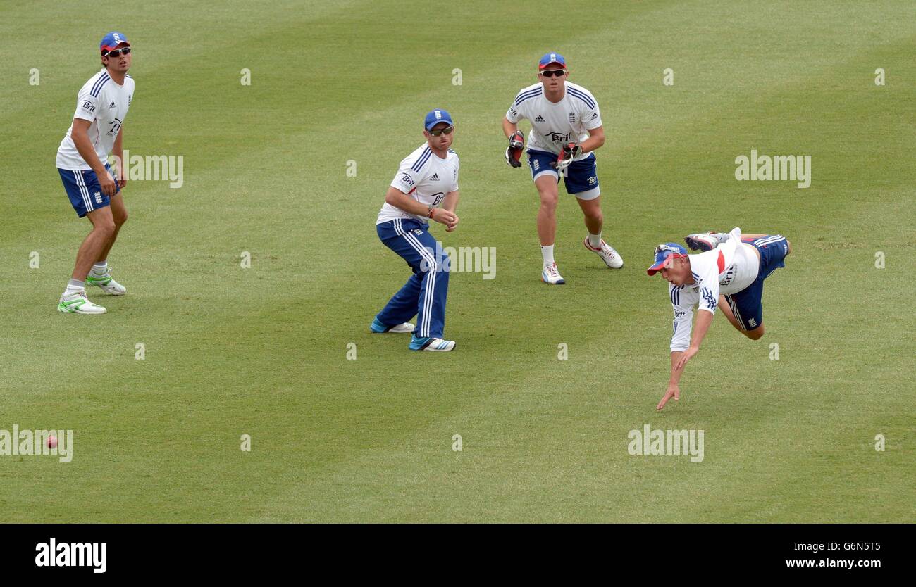 England's Alastair Cook (left) Ian Bell (second left) and Johnny ...