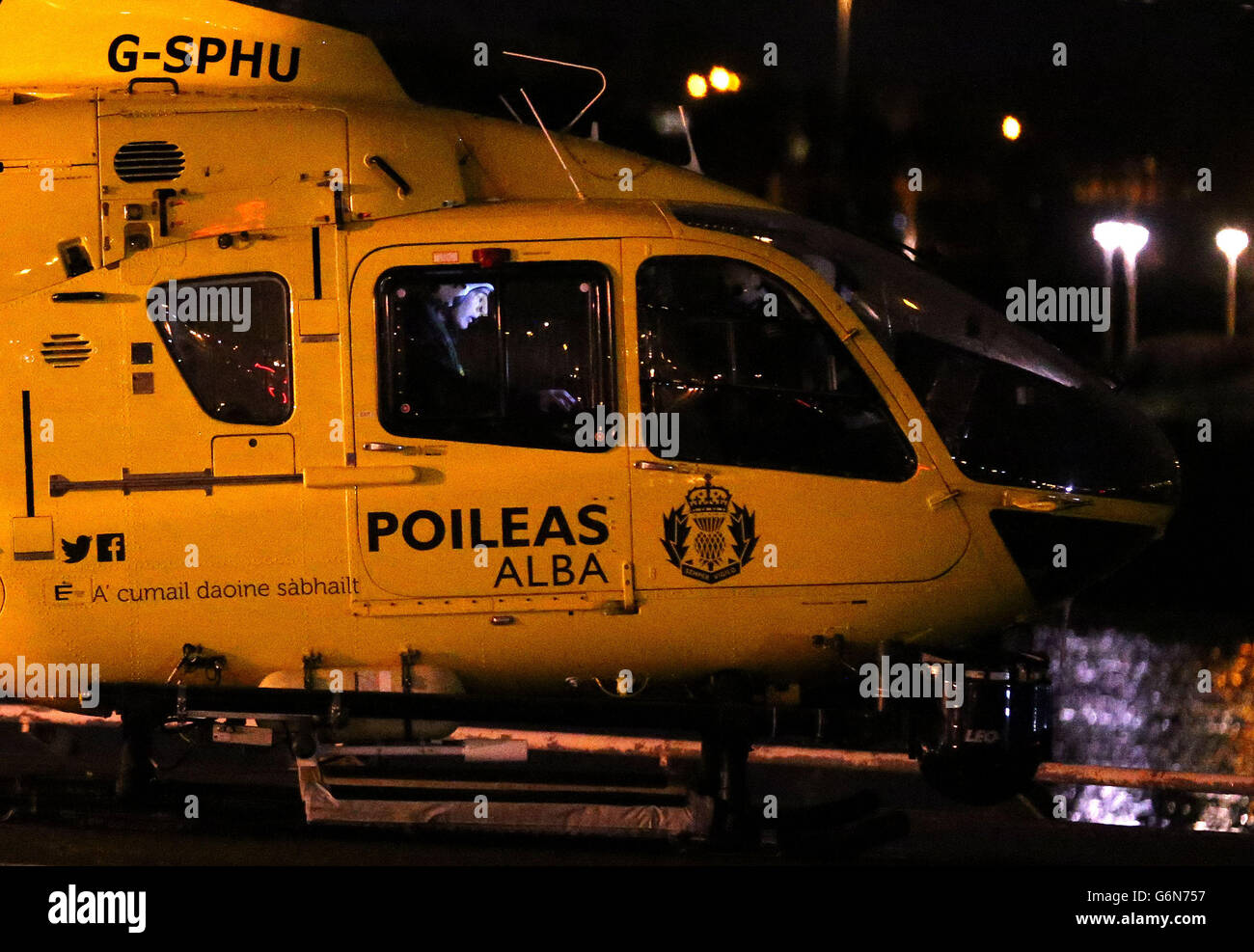 A Police Scotland helicopter prepares to take off from its base at ...