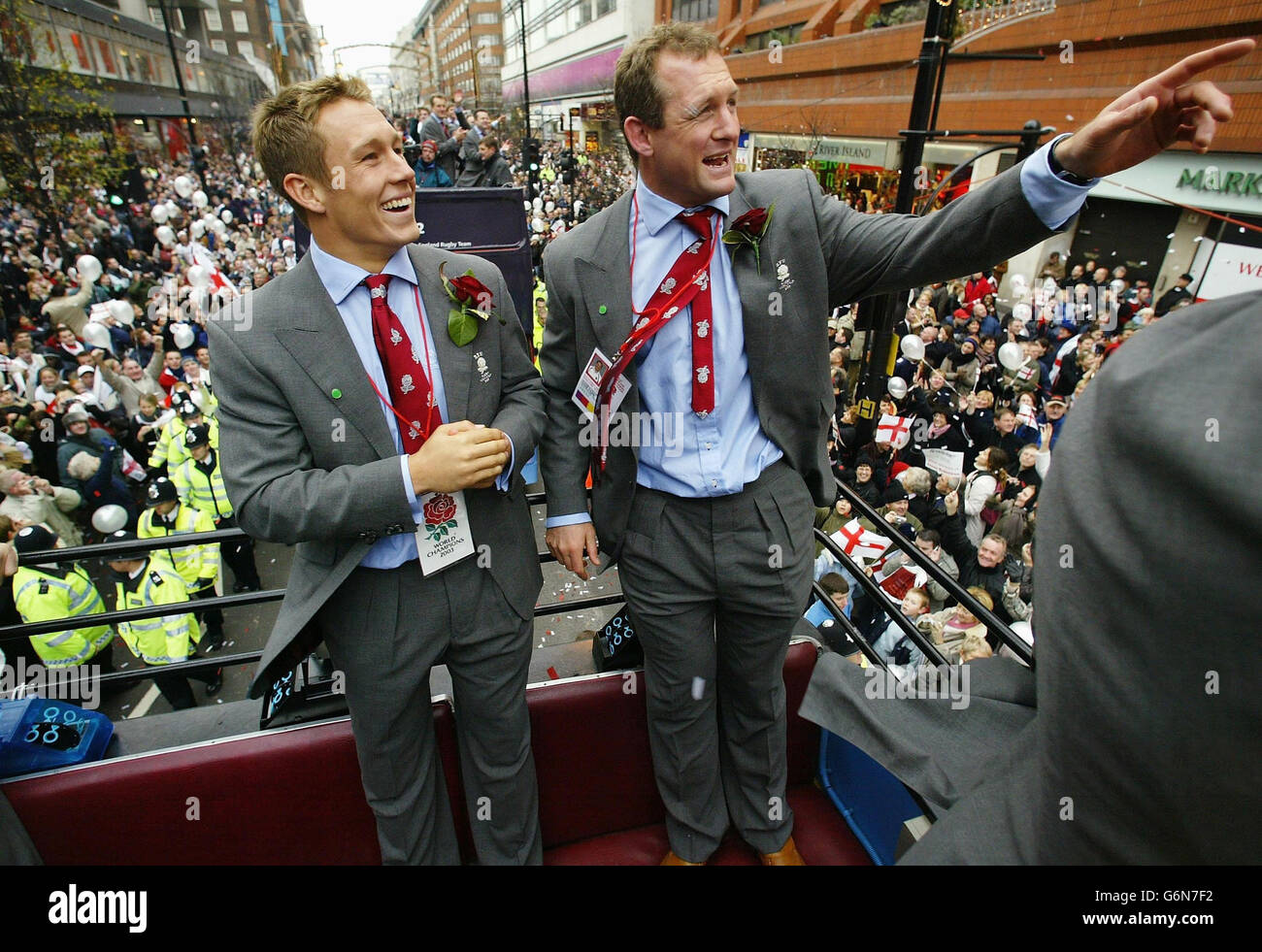 England player Jonny Wilkinson (L) and Richard Hill during the England ...
