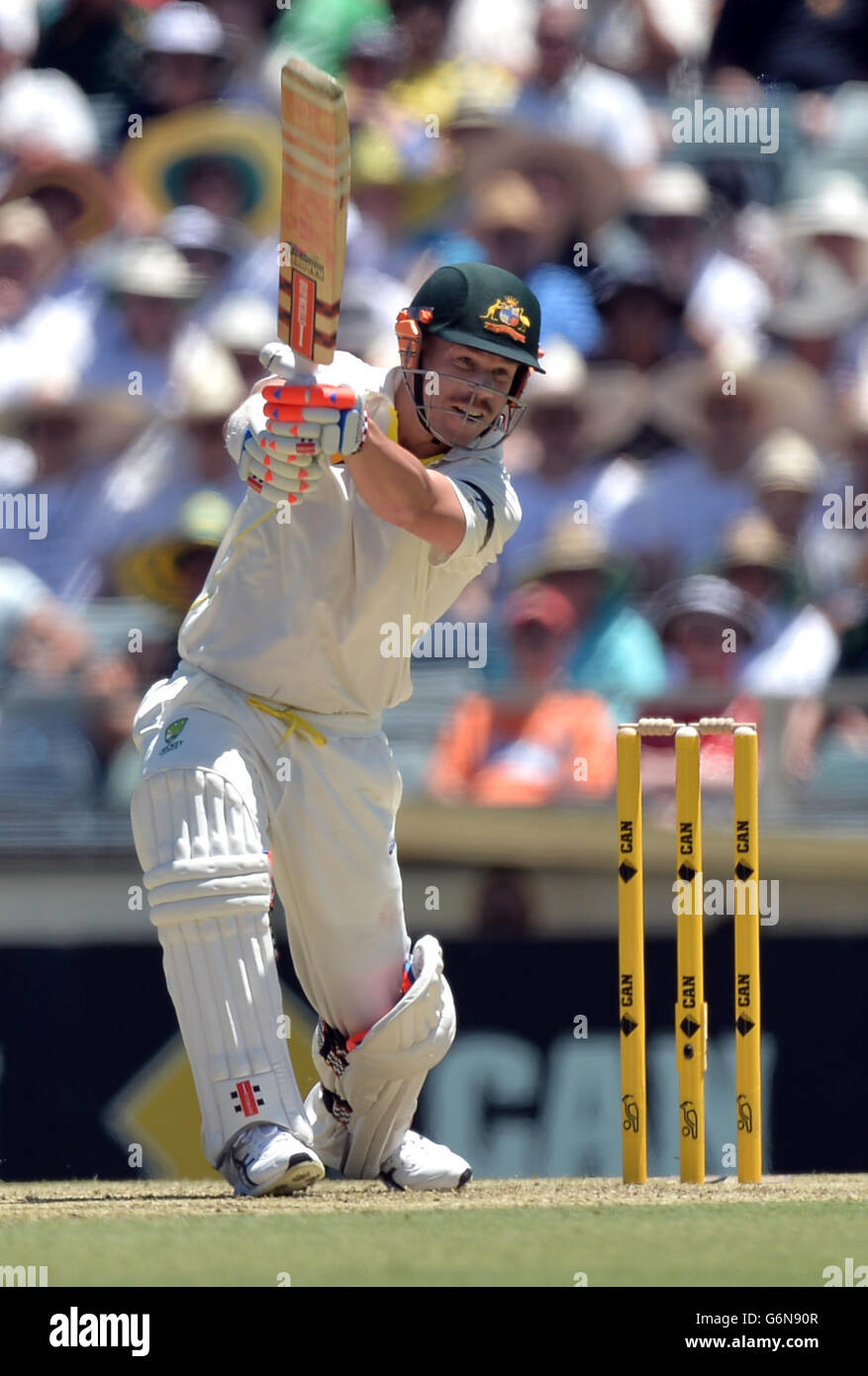 Australia's David Warner bats during day one of the Third Test at the ...