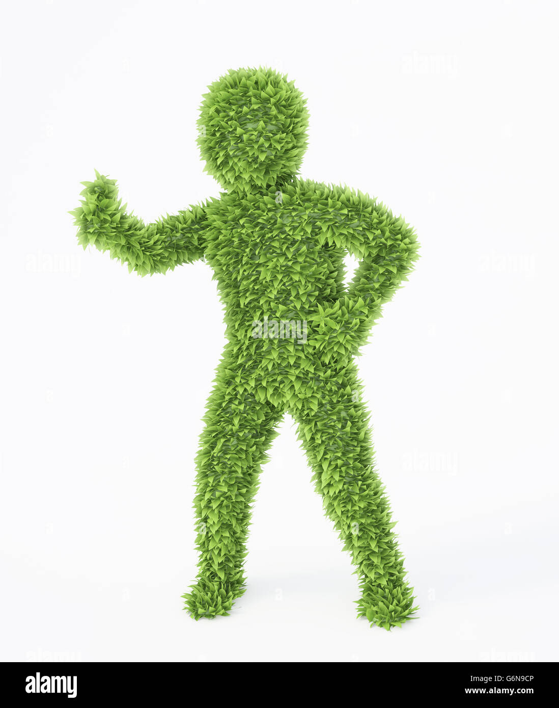 Leaf covered eco friendly 3D character Stock Photo - Alamy