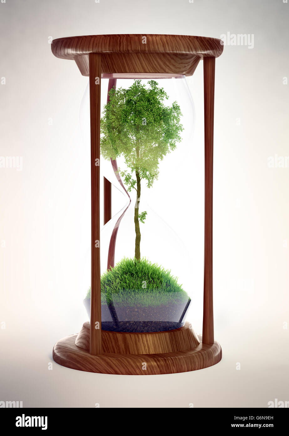 Hourglass with a tree inside - ecology concept 3D illustration Stock ...