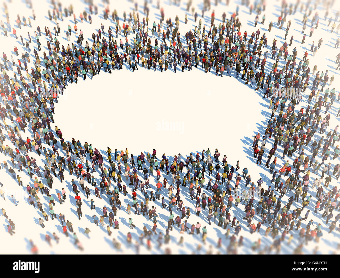 Large group of people forming a speech bubble symbol - 3D illustration ...