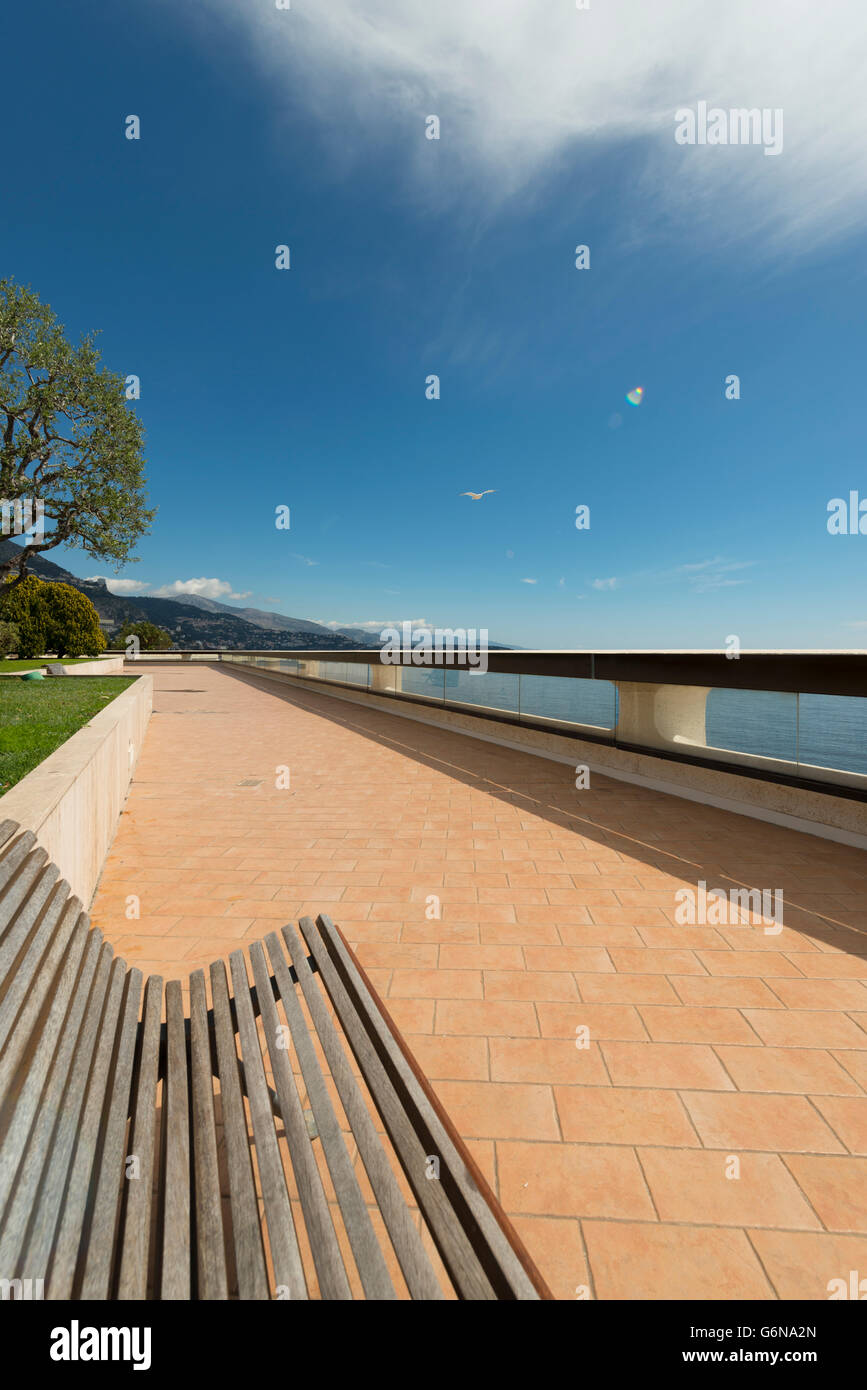 Monaco, Monte Carlo, Promenade and bench Stock Photo - Alamy