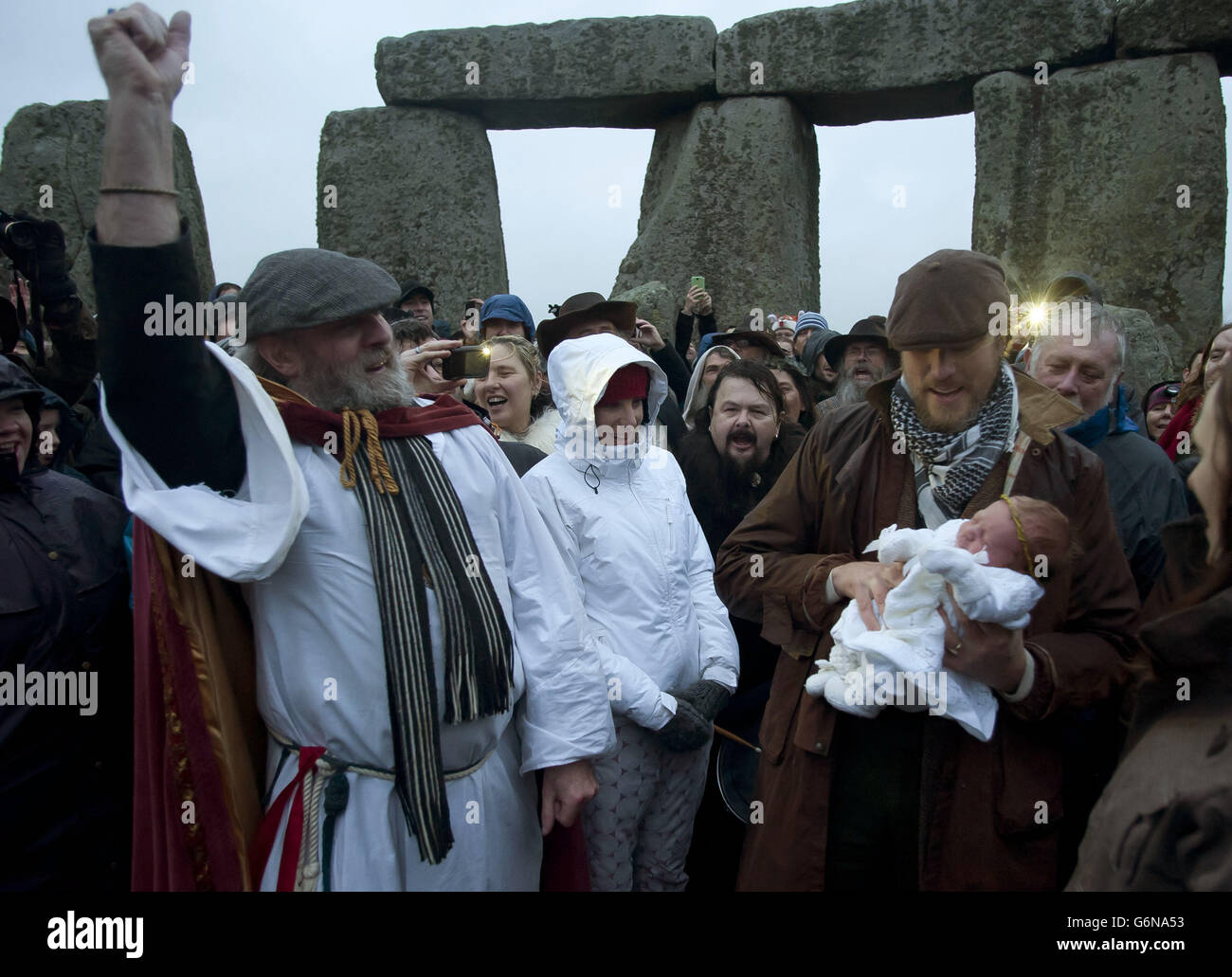 Archdruid of Stonehenge Rollo Maughfling (left) blesses four month-old ...