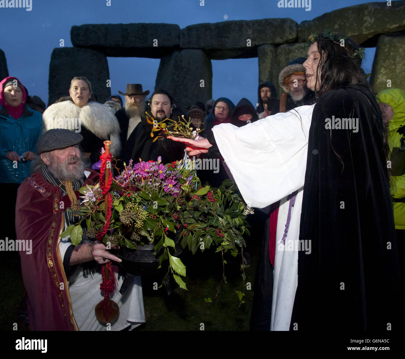 Archdruid of Stonehenge Rollo Maughfling (left) leads the Winter ...