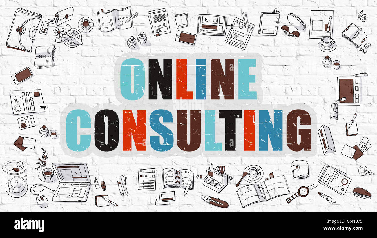 Online Consulting in Multicolor. Doodle Design Stock Photo - Alamy