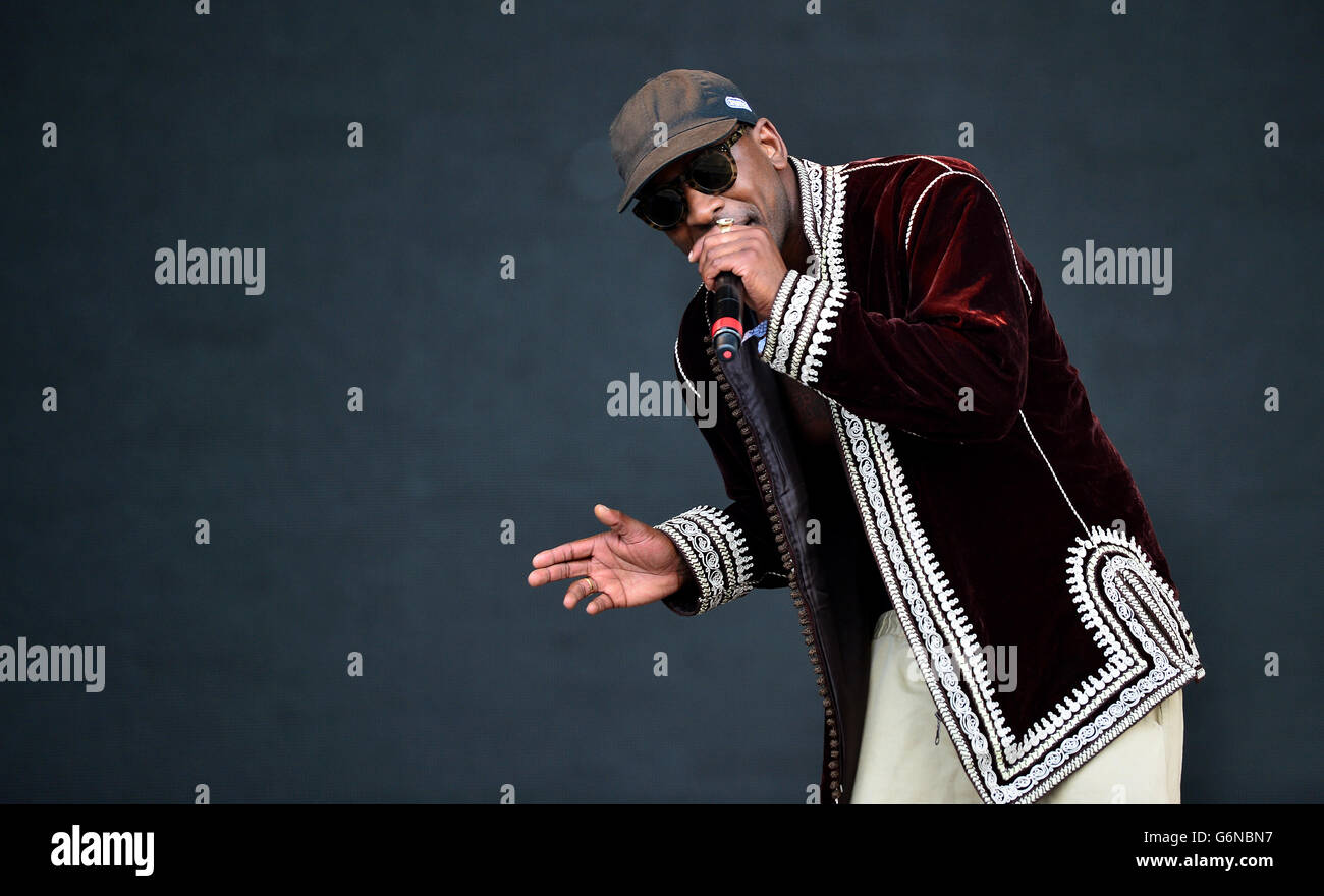 Skepta performing on the Pyramid Stage at the Glastonbury Festival, at ...