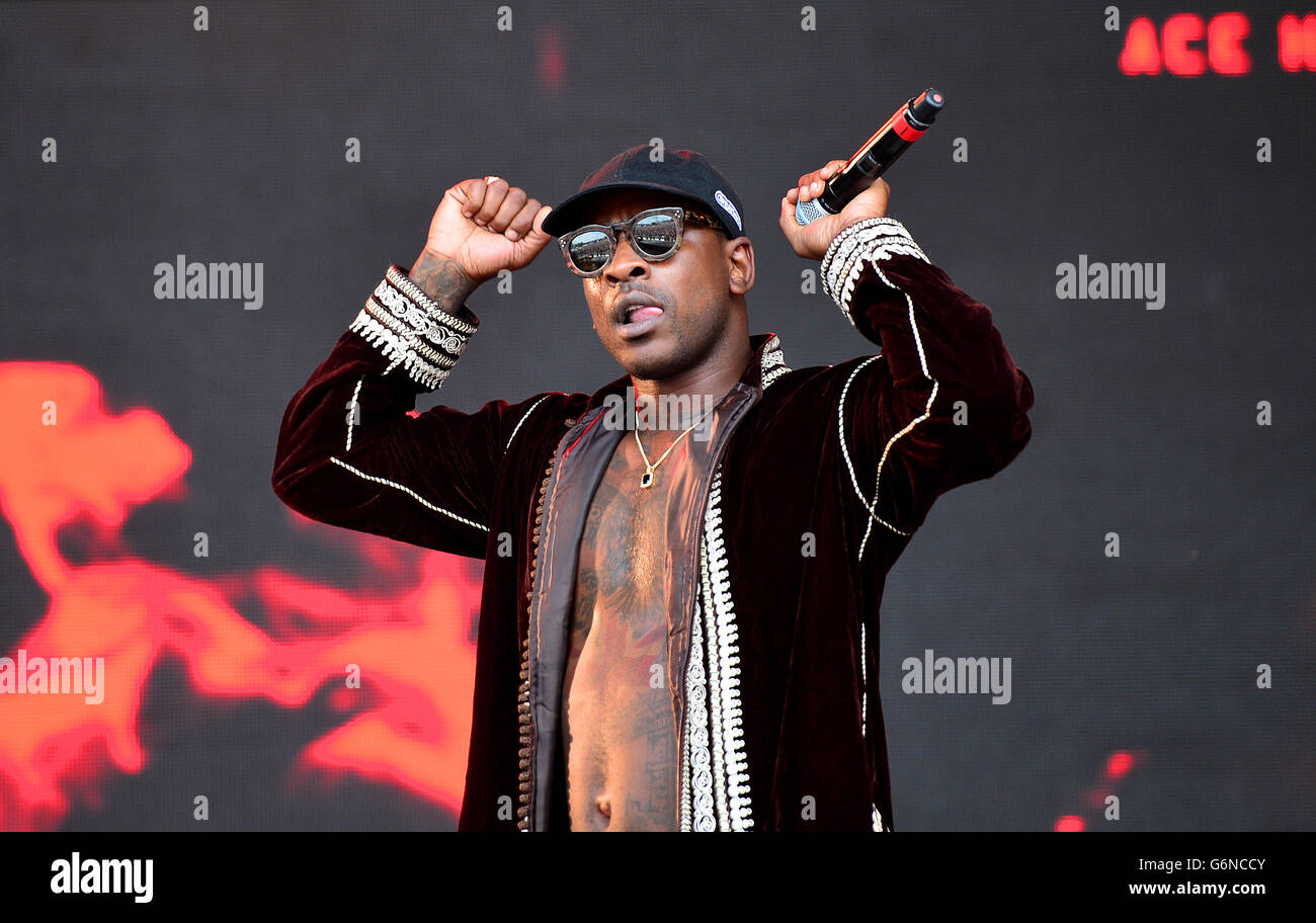 Skepta performing on the Pyramid Stage at the Glastonbury Festival, at ...