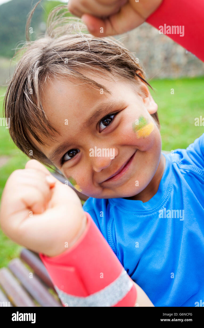 Child raising arms and cheering hi-res stock photography and images - Alamy
