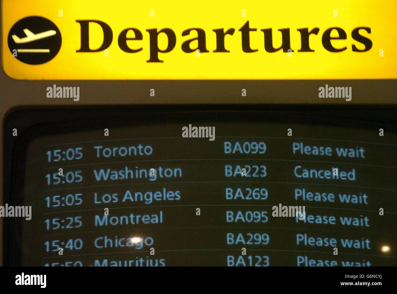 Flight Departure Monitor at London's Heathrow Airport, where flight ...