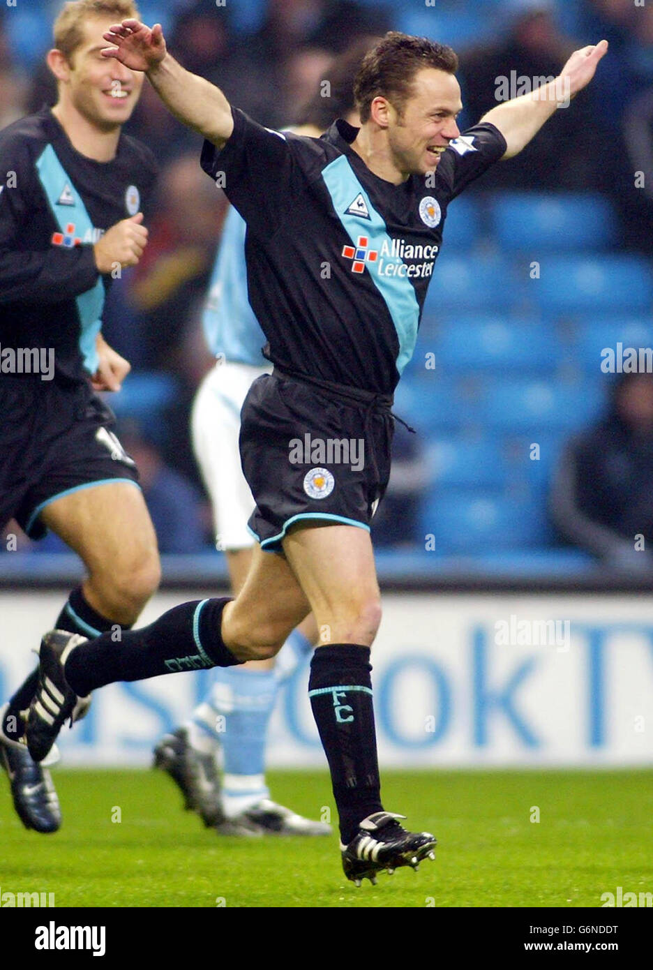 Leicester City's Paul Dickov celebrates his goal against Manchester ...