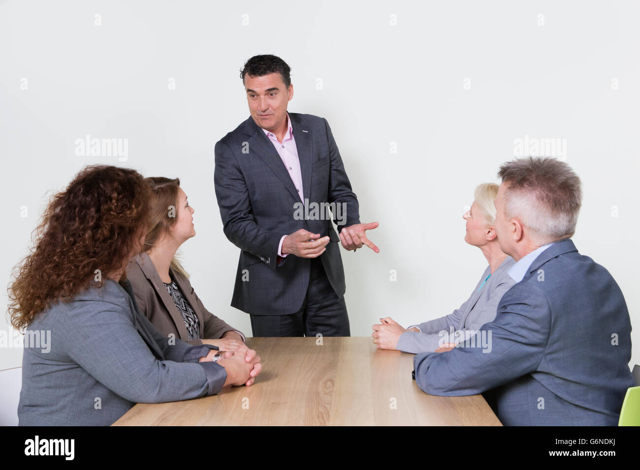 Business presentation in conference room, business person standing and ...