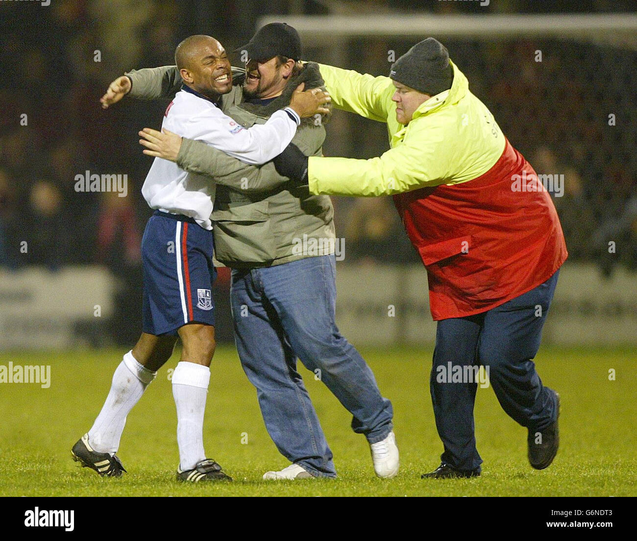 Telford's Fitzroy Simpson celebrates his teams 1-0 win against Crewe ...