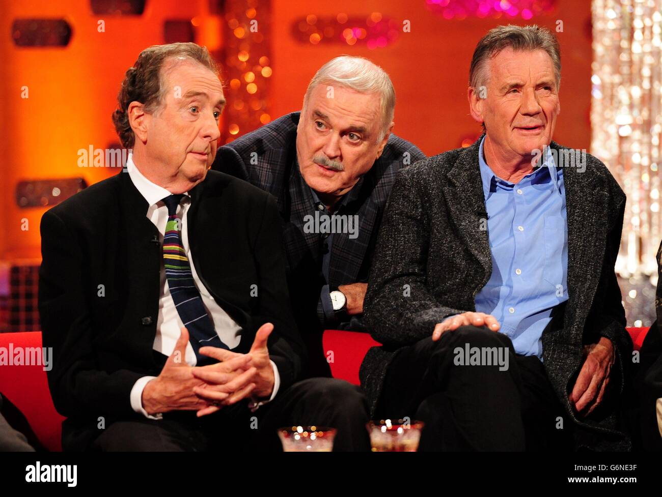 Eric Idle, John Cleese and Michael Palin during the filming of the New ... Eric Idle, John Cleese and Michael Palin during the filming of the New ...