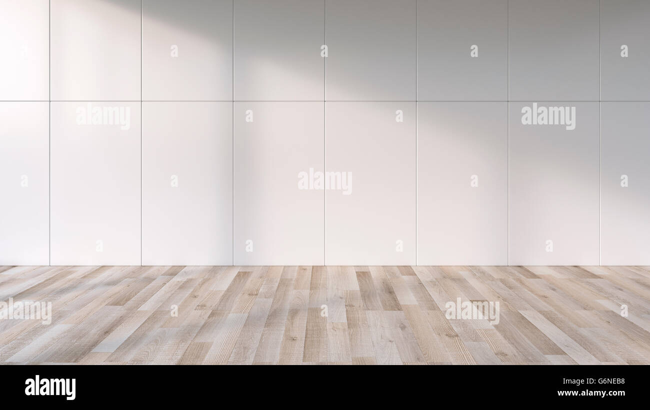 Shadows on the wall of an empty room with wooden floor, 3D Rendering ...