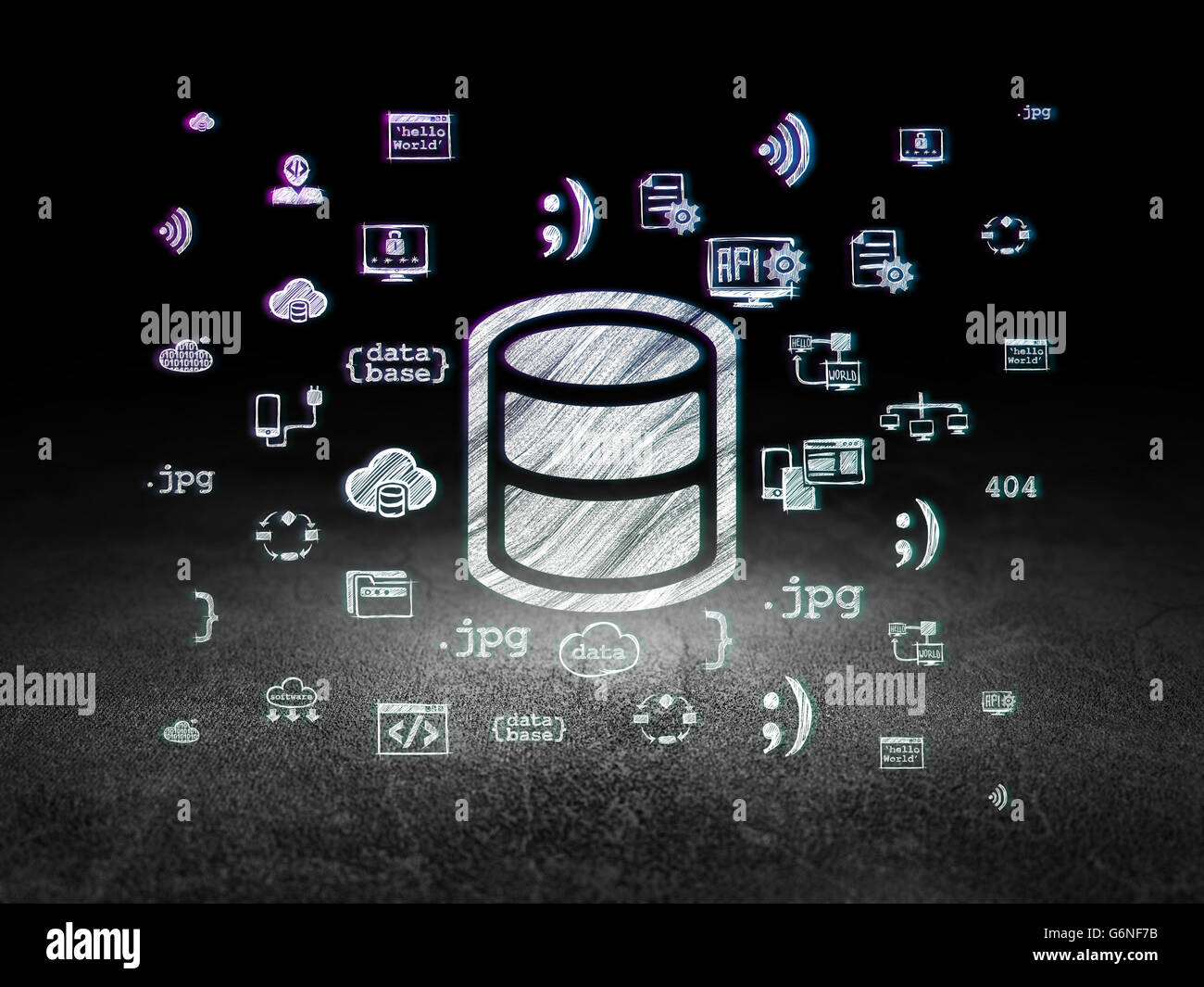 Programming concept: Database in grunge dark room Stock Photo - Alamy