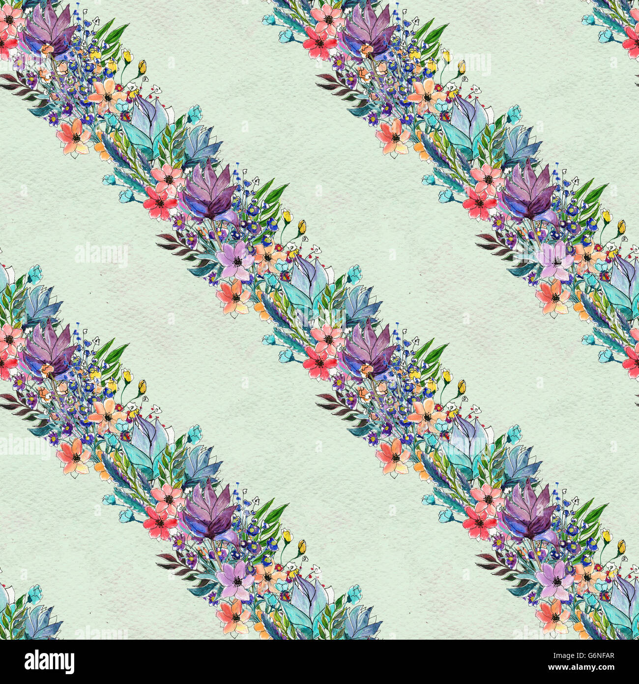 Seamless watercolor floral pattern Stock Photo - Alamy